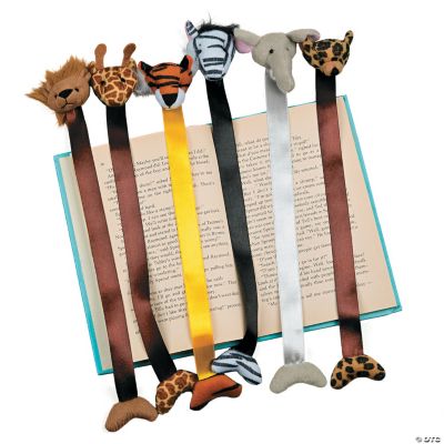 11" Stuffed Classic Zoo Animal Head Satin Ribbon Bookmarks - 12 Pc ...