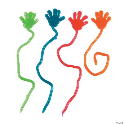 7" Bulk 72 Pc. Colorful Brights Vinyl Sticky Hands | Oriental Trading