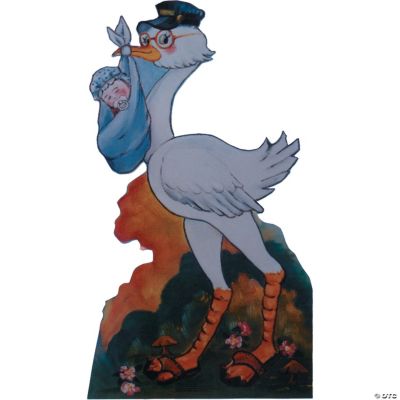 52" Stork With Baby Boy Cardboard Cutout Stand-Up | Oriental Trading