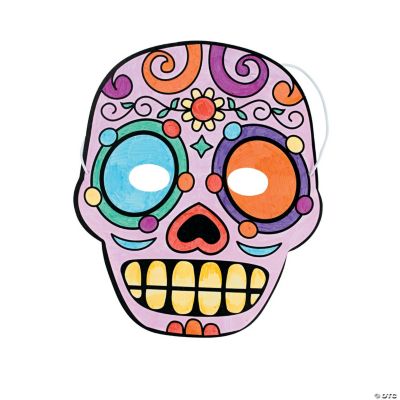 7" x 8 1/4" Color Your Own Day of the Dead Paper Masks - 12 Pc ...