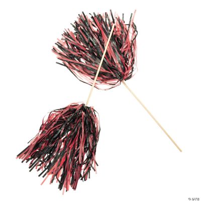 Red & Black Two-Tone Spirit Cheer Pom-Poms - 24 Pc. | Oriental Trading