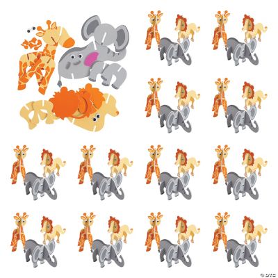 3D Foam Safari Animals Craft Kit - Makes 12 | Oriental Trading
