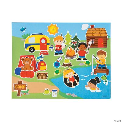 11" x 8 1/2" Summer Camp Multicolor Paper Sticker Scenes - 12 Pc.