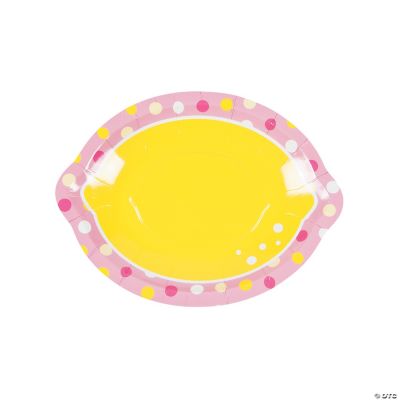Lemonade Party Lemon-Shaped Paper Dessert Plates - 8 Ct. | Oriental Trading