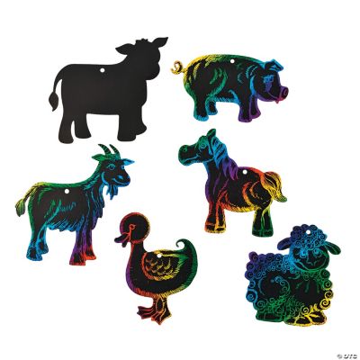 Magic Color Scratch Farm Animal Ornaments - 24 Pc. | Oriental Trading