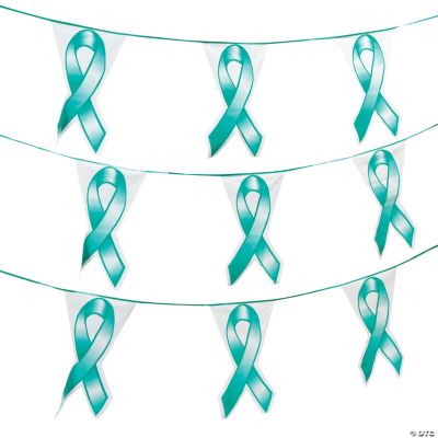 Teal Awareness Ribbon Plastic Pennant Banner | Oriental Trading