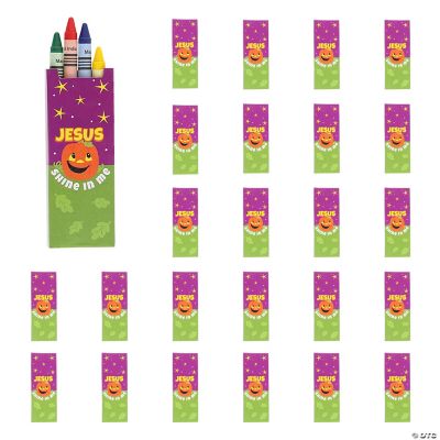 4-Color Christian Pumpkin Crayons - 24 Boxes