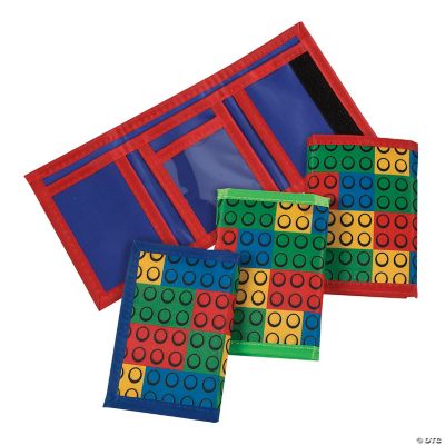 9 1/2" x 4 1/2" Color Brick Building Block Party Tri-Fold Wallets - 12 ...