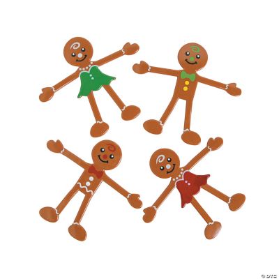 4" Gingerbread Character Brown Vinyl Bendables - 24 Pc.