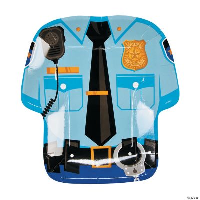 Blue Police Shirt-Shaped Paper Dinner Plates - 8 Ct. | Oriental Trading