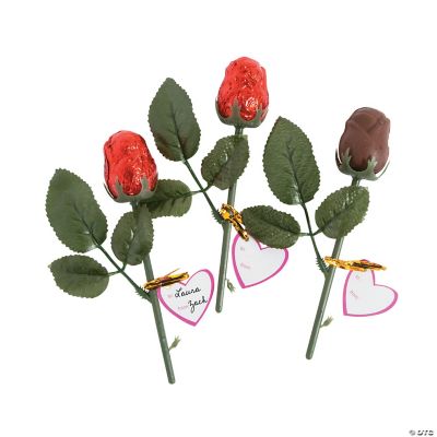 Mini Red Foil-Wrapped Roses Chocolate Candy - 12 Pc.