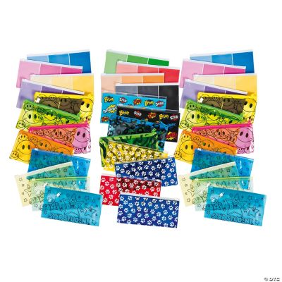 8" x 4" Bright Colors & Patterns Pencil Case Assortment - 36 Pc ...
