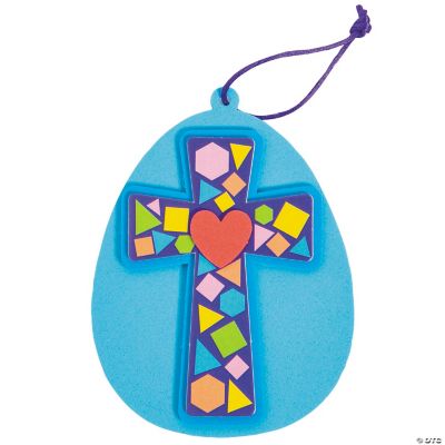 Mosaic Cross Easter Egg Ornament Craft Kit - Makes 12 | Oriental Trading