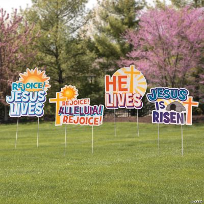 24 1/2" - 26" He Is Risen Yard Signs - 4 Pc.