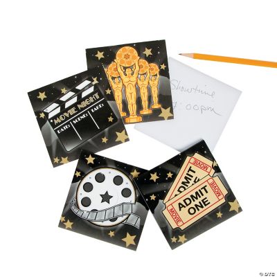 4" x 4 3/4" Black & Gold Movie Night Paper Notepads – 24 Pc.