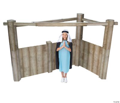 9 Ft. 6" x 5 Ft. 6" 3D Nativity Stable Grey Cardboard Stand-Up ...