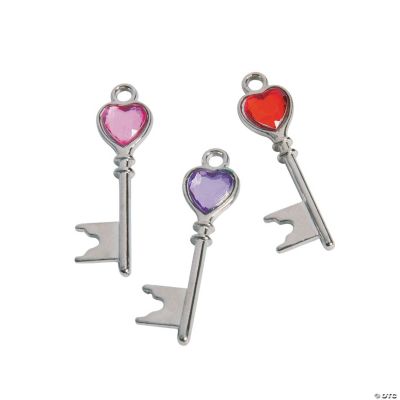 Rhinestone Heart Key Charms - Discontinued