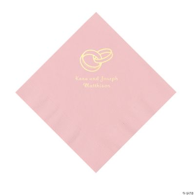 Pink Wedding Ring Personalized Napkins with Gold Foil - 50 Pc. Luncheon ...