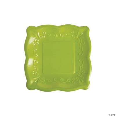 Green Scalloped Edge Paper Dessert Plates - 8 Ct. | Oriental Trading