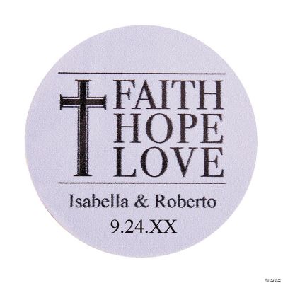 Bulk 144 Pc. Personalized Faith, Hope, Love Wedding Favor Stickers ...