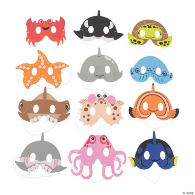 Aquatic Animal Face Masks- 12 Pc. - Discontinued