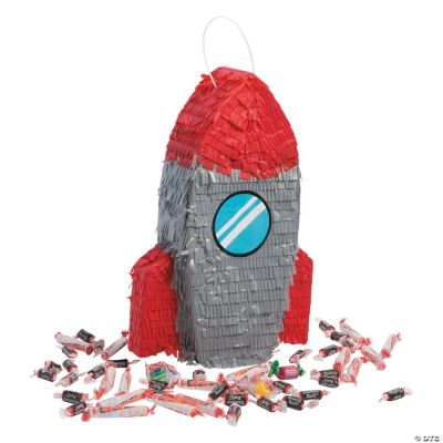 9" x 14" Outer Space Rocket-Shaped Papier-Mâché Piñata Decoration ...