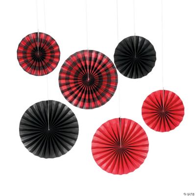 10" - 14" Buffalo Plaid Hanging Tissue Paper Fans - 6 Pc. | Oriental ...