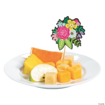 Black & White Striped Floral Bridal Shower Picks - 25 Pc. - Discontinued