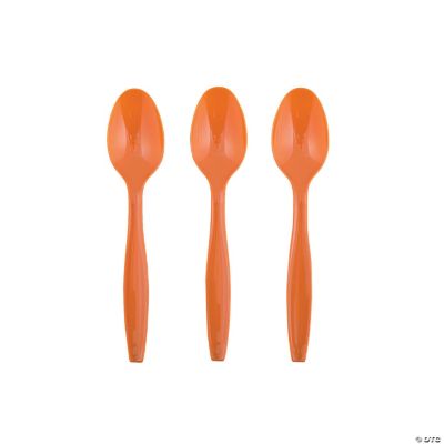 Pumpkin Orange Plastic Spoons - 24 Ct. - Discontinued