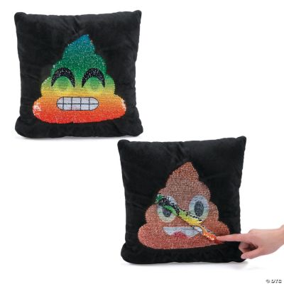 14" Rainbow Flipping Sequin Stuffed Poop Emoji Pillow