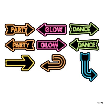 12 3/4" - 28" Glow Party Directional Sign Cutouts - 6 Pc. | Oriental ...