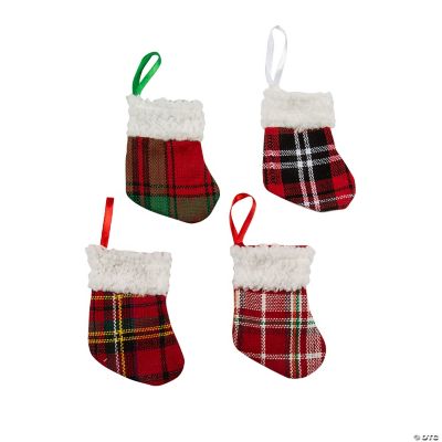 Mini Buffalo Plaid Stocking Felt Christmas Ornaments - 12 Pc ...