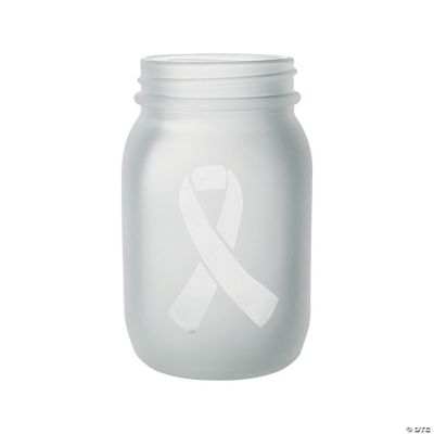 Frosted Awareness Ribbon Mason Jar - Discontinued