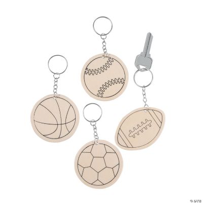 Color Your Own Sports Ball Keychains - 12 Pc.