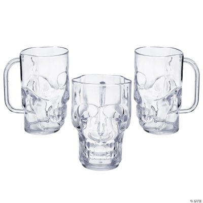 5 1/4" 16 oz. Clear Skull BPA-Free Reusable Plastic Mugs - 12 Ct ...