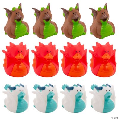 2" Winged Dragons Brown, Red and White Rubber Ducks - 12 Pc.