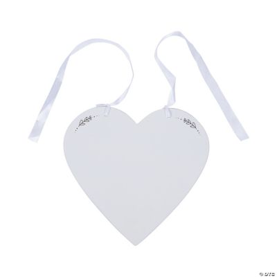 White Heart Sign with Ribbon | Oriental Trading