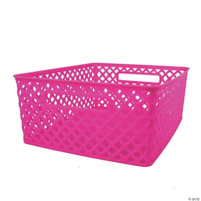 Woven Basket, Medium, Hot Pink, 14" x 11.25" x 5.25", Set of 3 ...