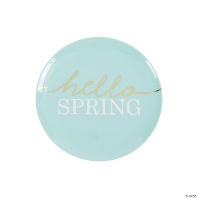 Hello Spring Blue Plastic Dessert Plates - 4 Ct. | Oriental Trading