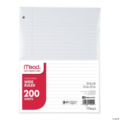 Mead Wide Ruled Filler Paper - 12 Packs of 200 Sheets each | Oriental ...