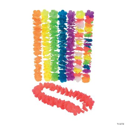 40" Assorted Color Neon Luau Party Flower Polyester Leis – 12 Pc ...