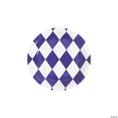 Purple Harlequin Print Paper Dessert Plates - 8 Ct. - Discontinued
