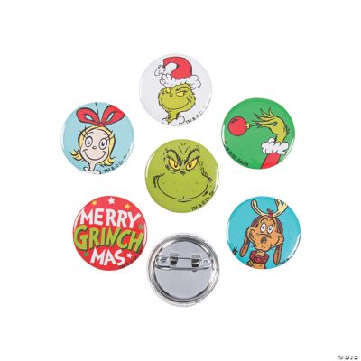 1" Bulk 48 Pc. Mini Dr. Seuss™ The Grinch Character Metal Buttons