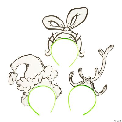 8" x 13" Color Your Own Dr. Seuss™ The Grinch Cardstock Headbands - 12 ...