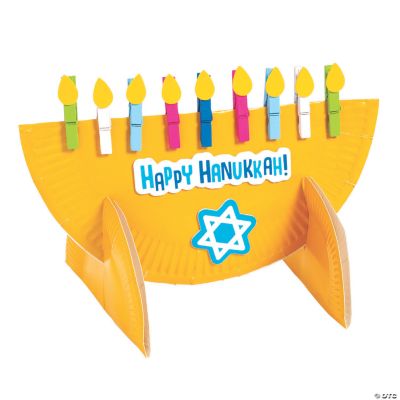 Paper Plate Menorah Stand-Up Craft Kit - Makes 6 | Oriental Trading