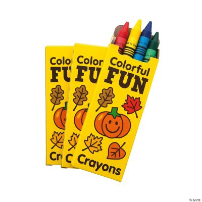 3 1/2" Bulk 48 Boxes Fall Colorful Fun Crayons - 4 Colors Per Box ...