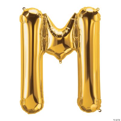 M-Shaped Gold Letter 34" Mylar Balloon | Oriental Trading