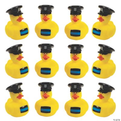 2" Thin Blue Line Police Officer Yellow Rubber Ducks - 12 Pc.