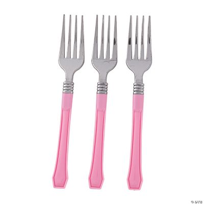 Light Pink Premium Plastic Forks | Oriental Trading