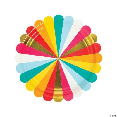 Happy Day Multicolored Paper Dinner Plates - 8 Ct. | Oriental Trading
